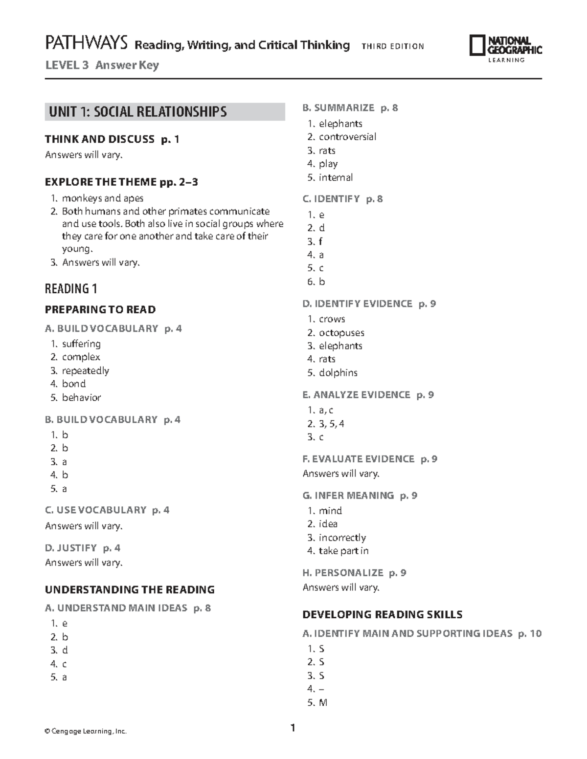 Pathways 3 RW Assessment Answer Key (Learning Level 3) - Studocu
