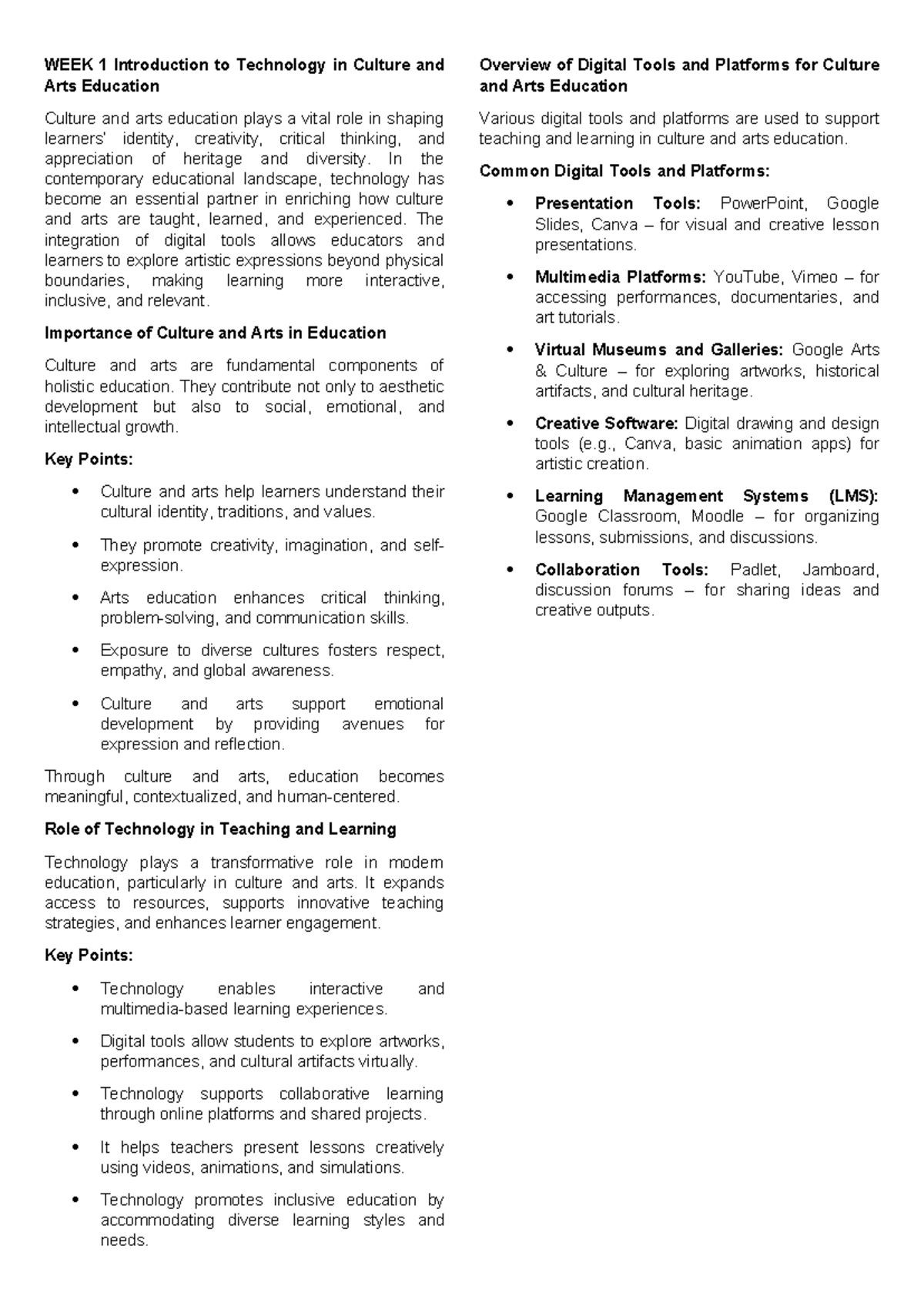 WEEK 1: Intro to Tech in Culture & Arts Ed - Digital Tools Overview ...