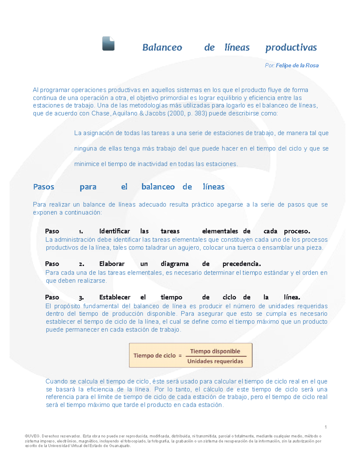 U4 Balanceo de Líneas Productivas: Metodología y Pasos Esenciales - Studocu