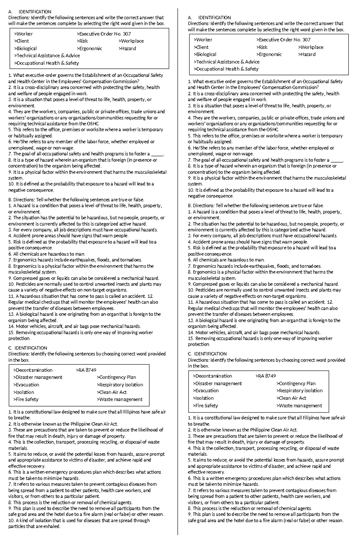 Summa 7 20 2 - A. IDENTIFICATION Directions: Identify the following ...