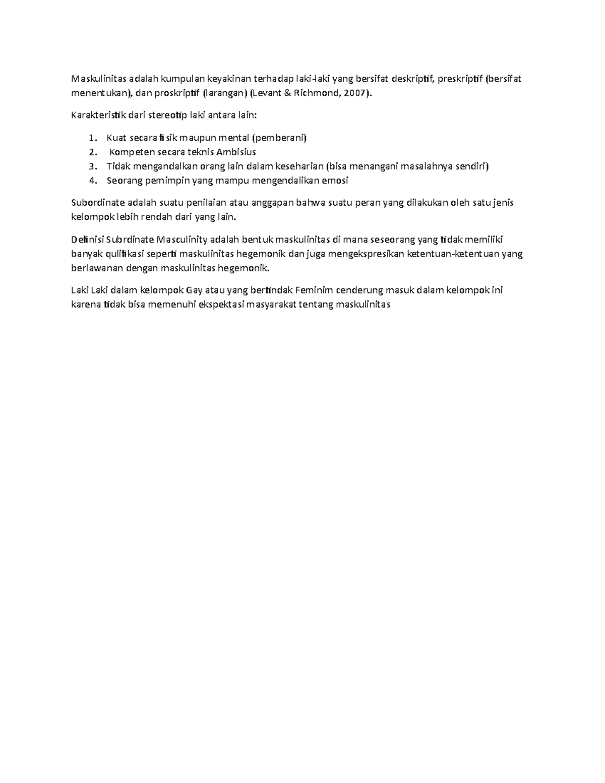 Analisis Subordinate Masculinity dalam Konteks Stereotip Laki-Laki ...