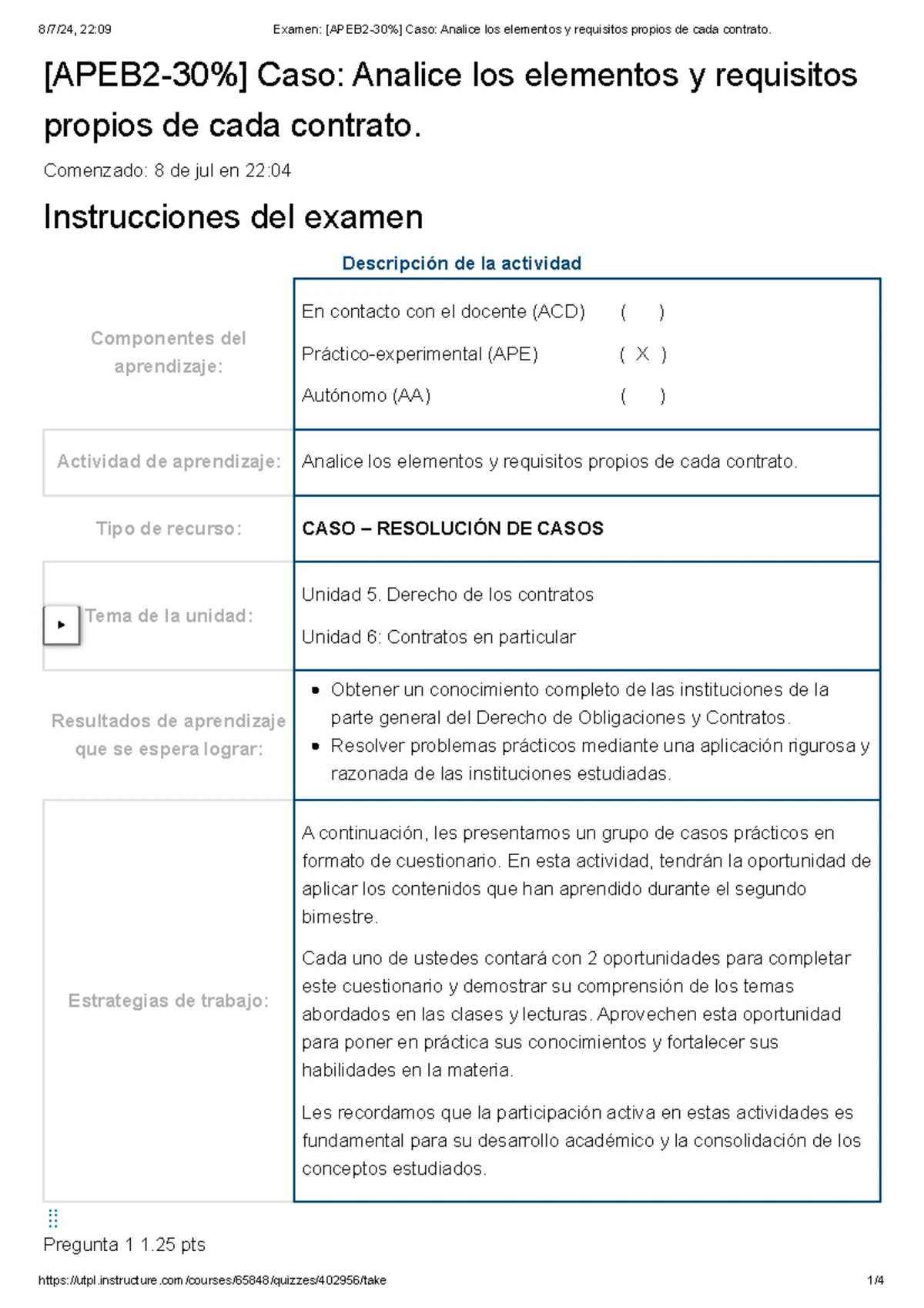 derecho civil obligaciones - [APEB2-30%] Caso de estudio: Analice los elementos y requisitos ...