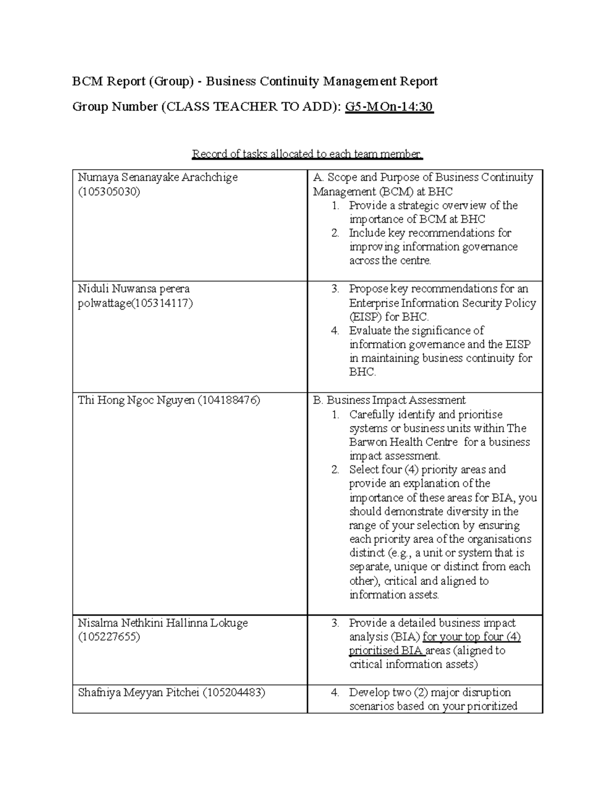 BCM Report (Group) - Business Continuity Management Strategies and ...