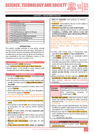 STS Reviewer - POINTERS TO REVIEW FOR STS I. TRUE OR FALSE (HISTORICAL AND CONCEPTS ABOUT STS ...