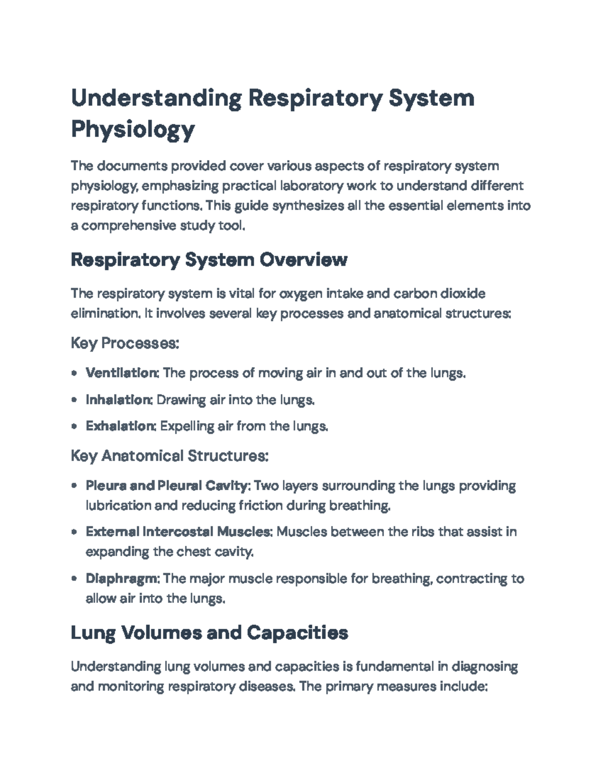 Respiratory System Physiology Lab Guide: Key Concepts & Measurements ...