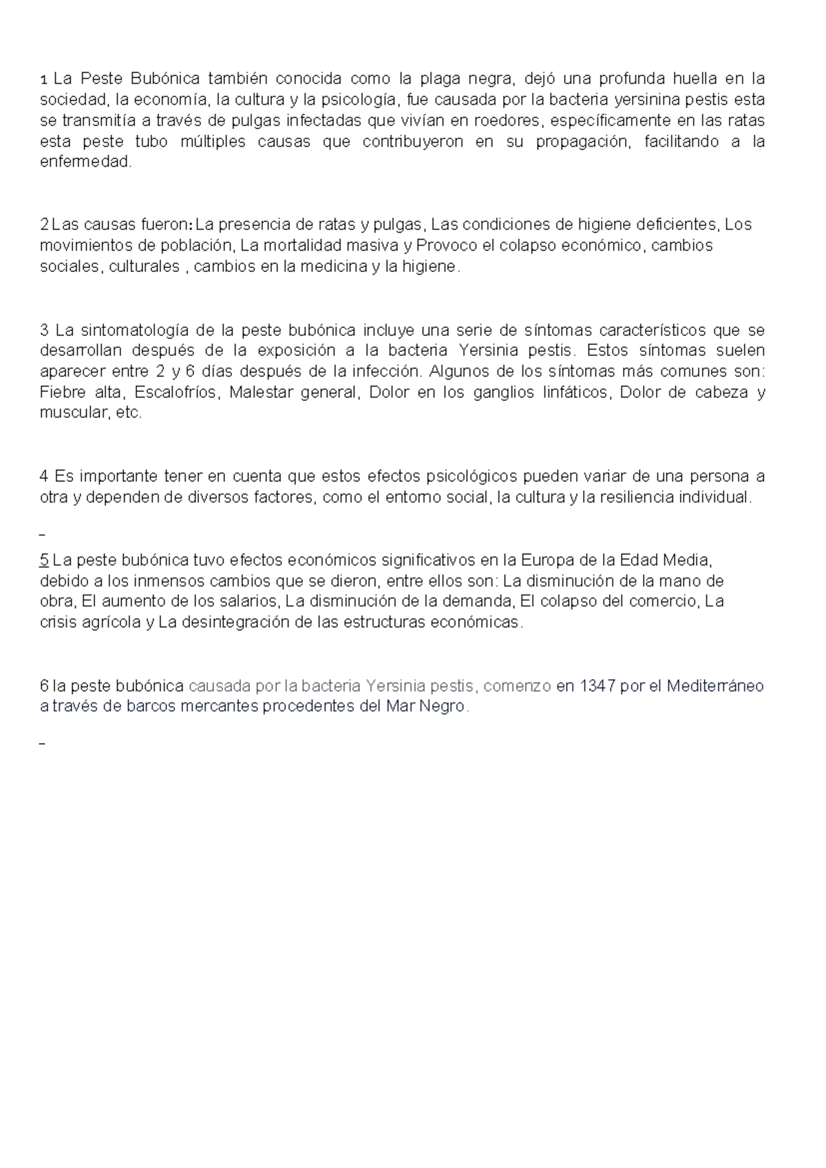 1 La Peste Bubónica también conocida como la plaga negra - 2 Las causas ...
