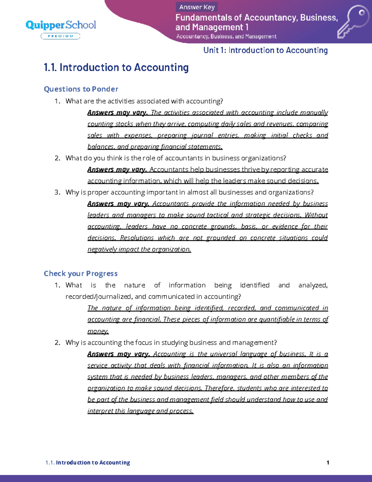 FABM 1 AK 11 Q3 0101 Unit 1: Intro to Accounting Study Guide - Studocu