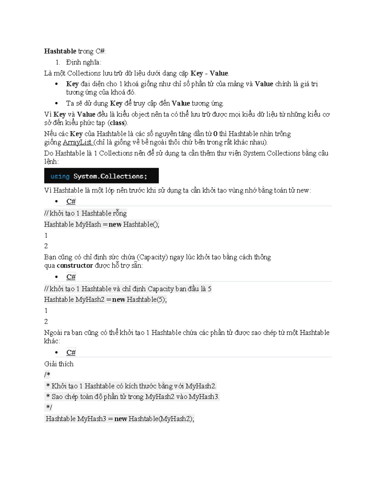 Hashtable - Summary Cấu trúc dữ liệu và Giải thuật - Hashtable trong C# ...
