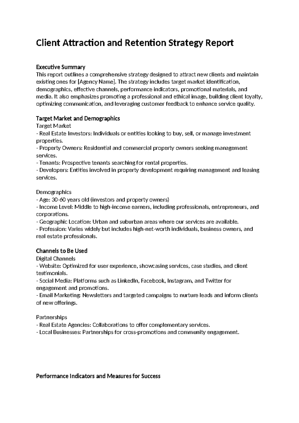 Stategy - strategy - Client Attraction and Retention Strategy Report ...