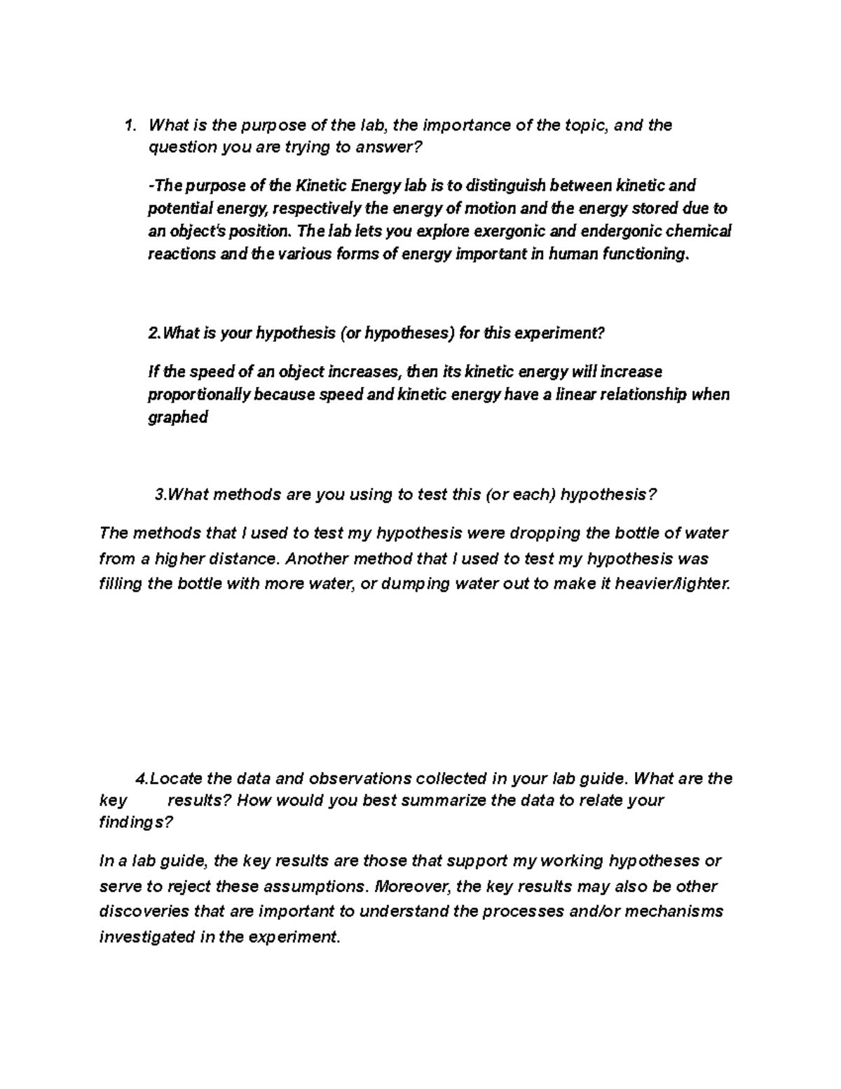 Lab Report: Kinetic Energy Analysis in Motion (Physics 101) - Studocu