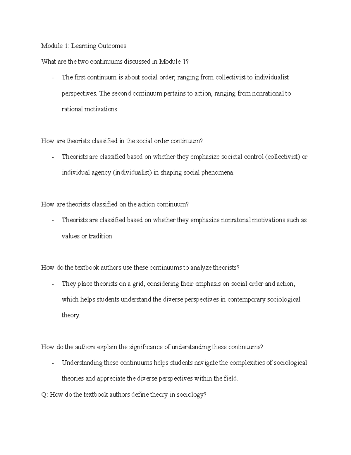 2LL3 Midterm: Understanding Sociological Theories and Continuums - Studocu