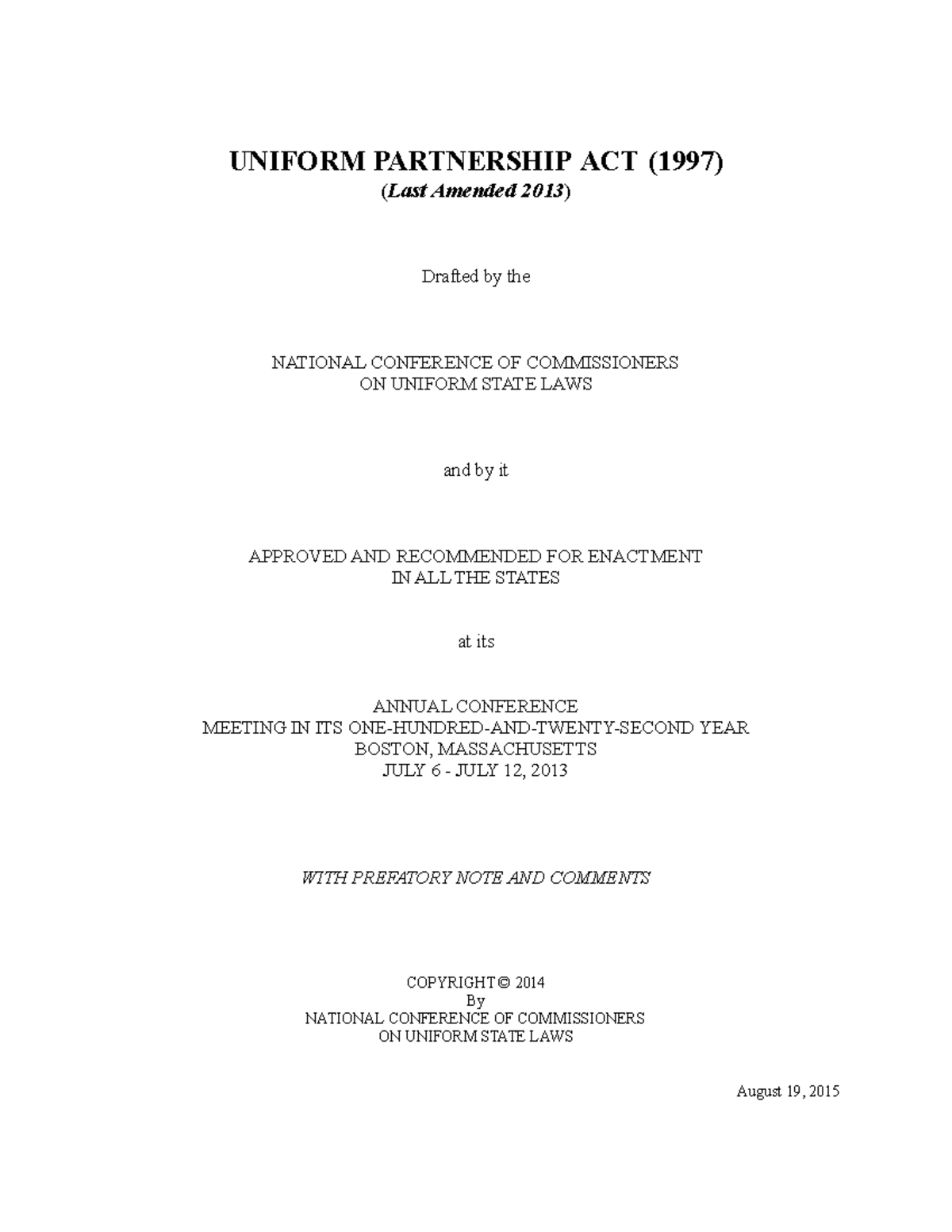 Revised Uniform Partnership Act (RUPA) Overview and Amendments - Studocu