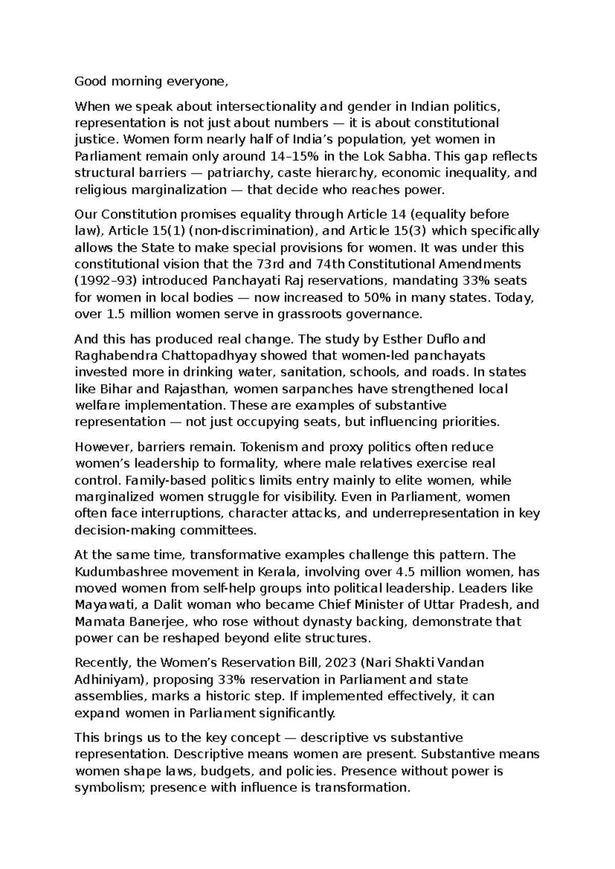Intersectionality and Gender in Indian Politics: A Study on ...