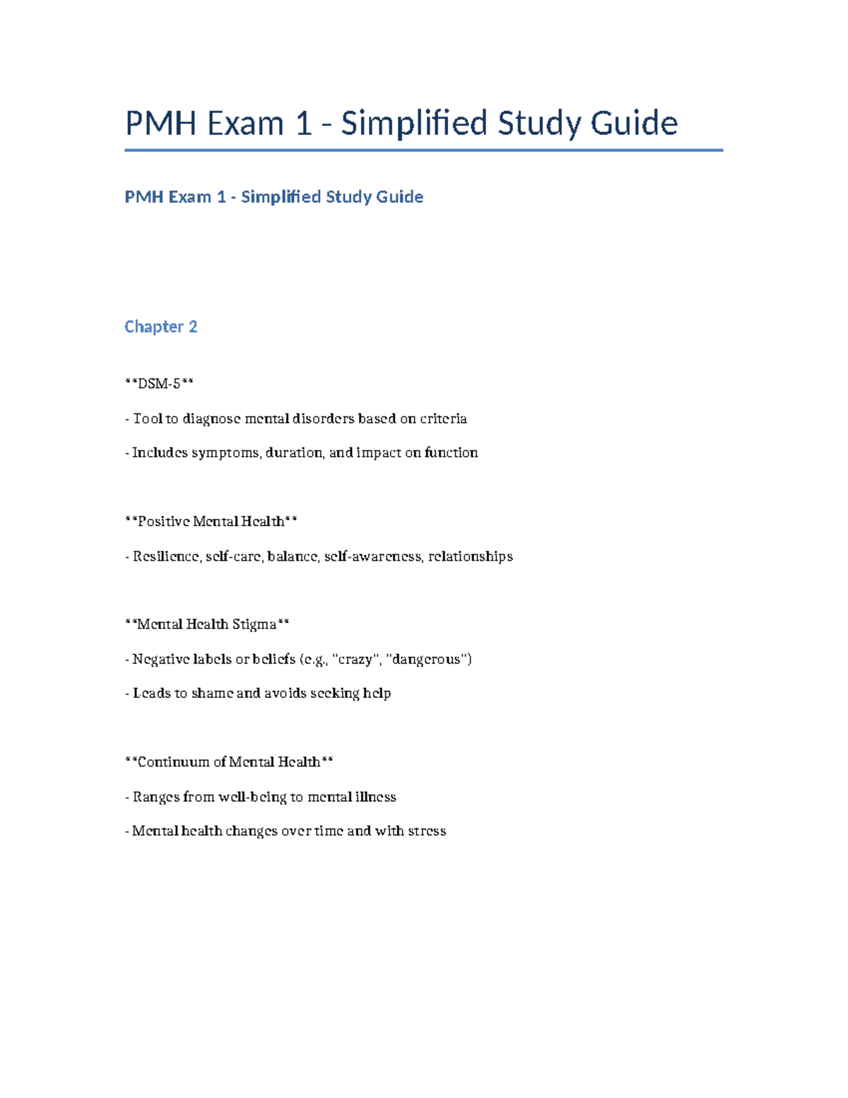 PMH 101 Exam 1 Comprehensive Study Guide: Key Concepts & Tools - Studocu