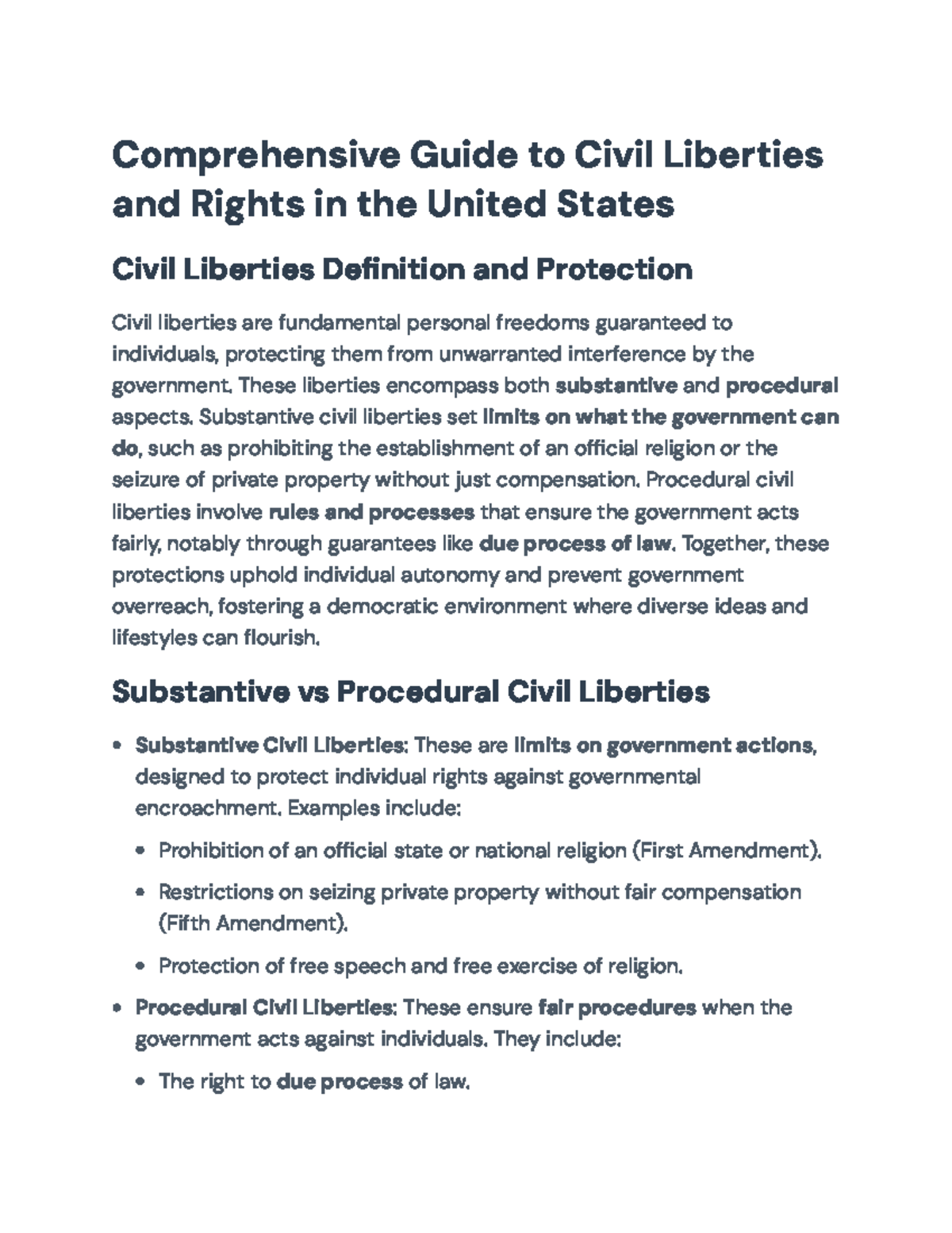 Comprehensive Overview of Civil Liberties & Rights in the U.S. - Studocu
