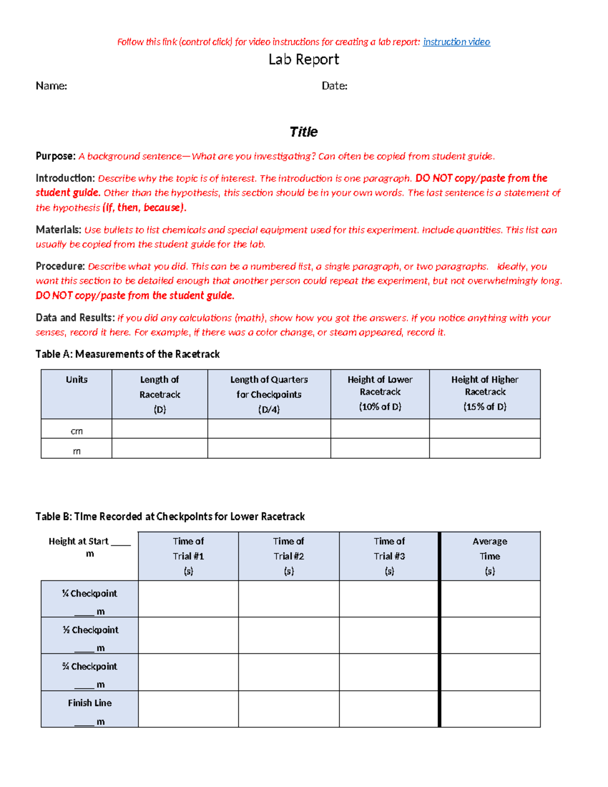 Lab Report: Motion Experiment Instructions (Edgenuity) - Studocu