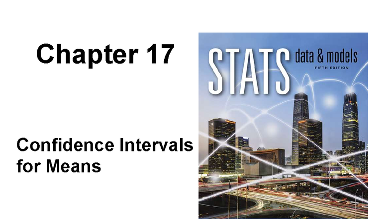 Chapter 17: Confidence Intervals for Means - Key Concepts and Examples ...