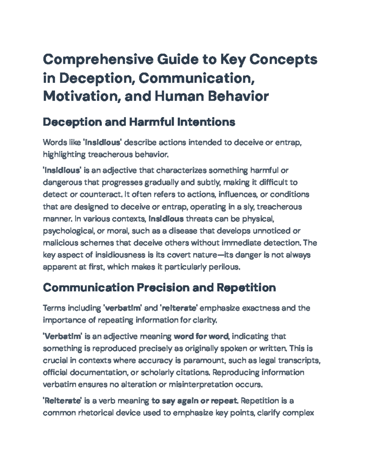Comprehensive Guide to Key Concepts in Deception & Communication (PSY ...