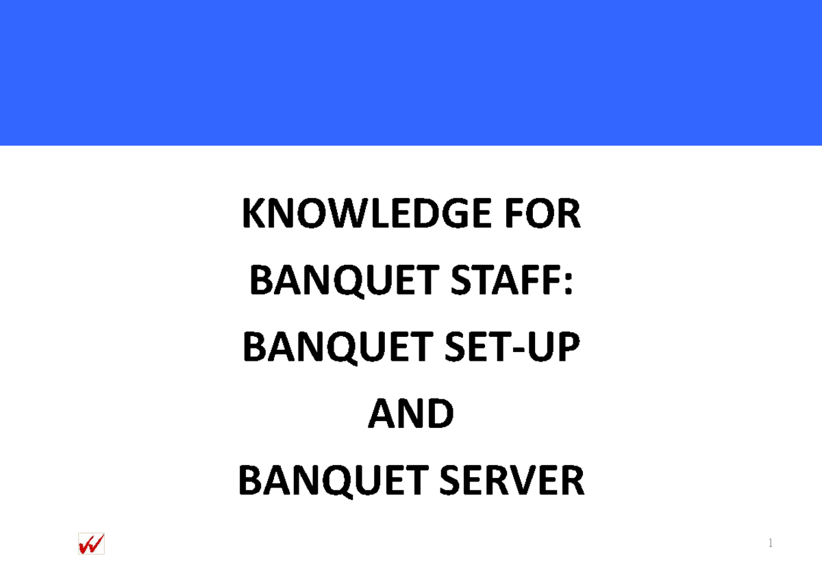 Banquet Staff Training: Modules on Service & Performance Standards ...