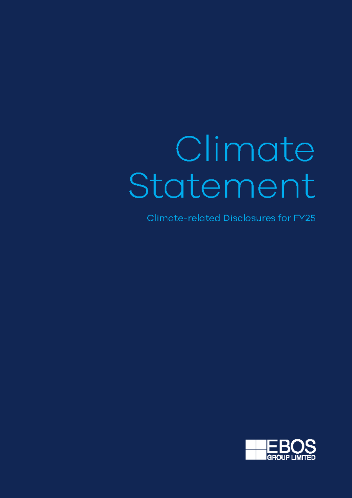 EBOS Climate Statement Disclosures for FY25: Governance, Risks ...