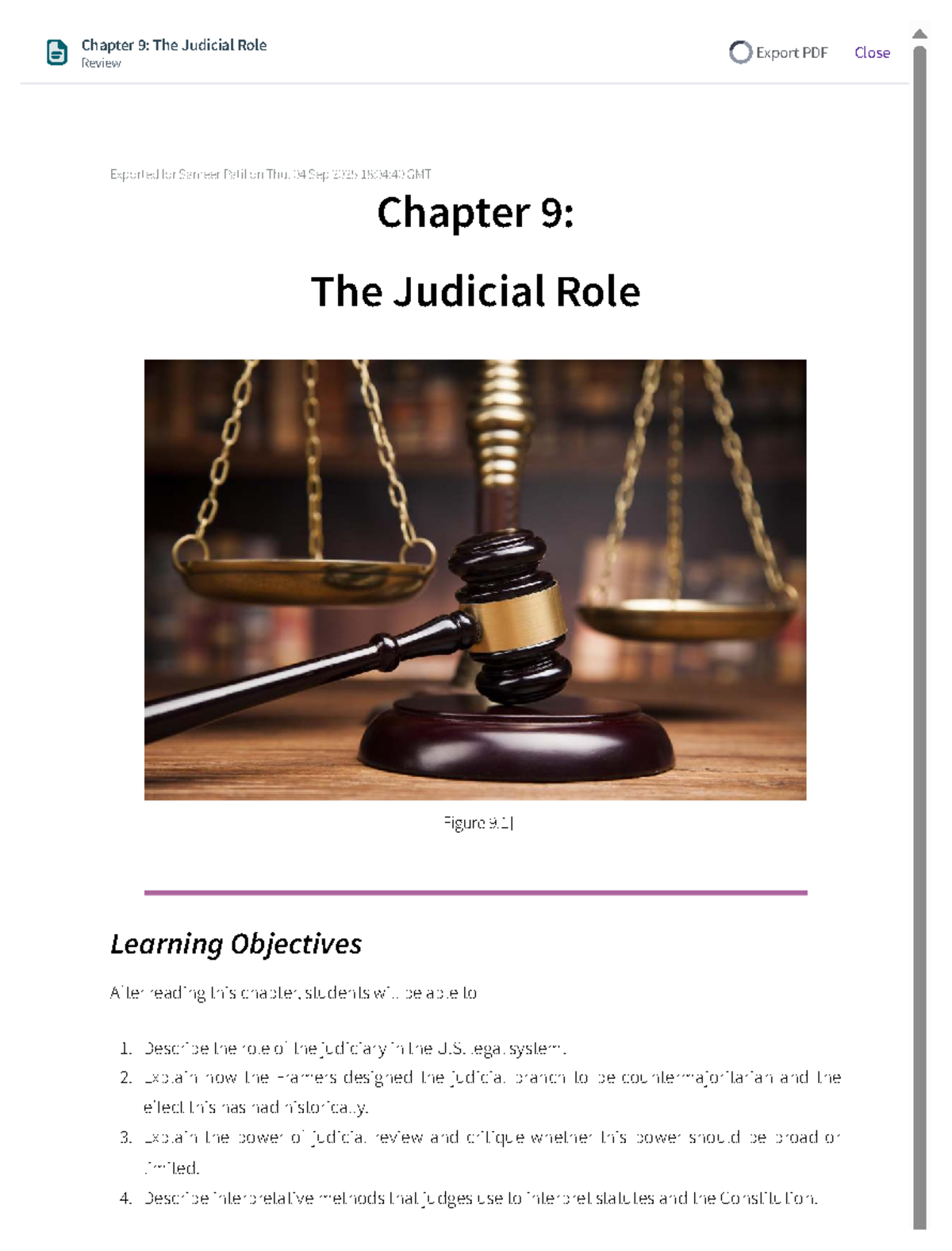 Chapter 9: The Judicial Role in the U.S. Legal System - Studocu