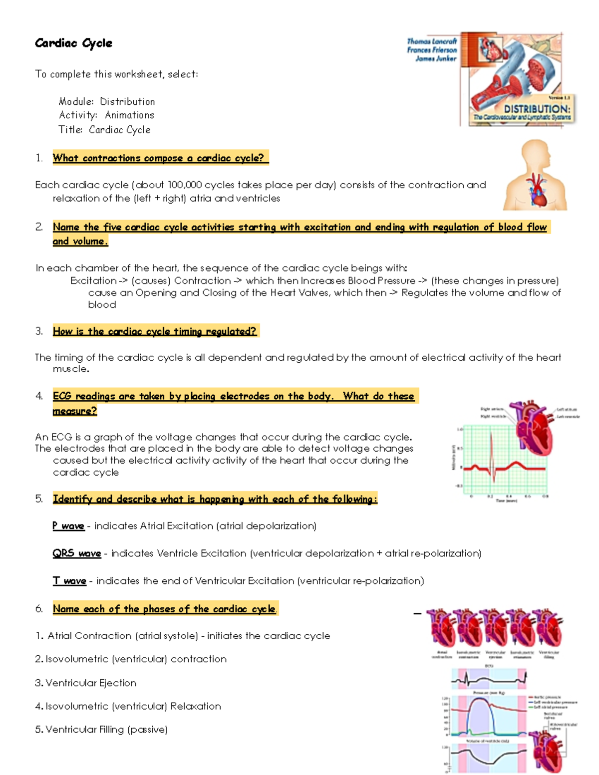 Ch. 20 Animation Cardiac Cycle - Cardiac Cycle To complete this ...