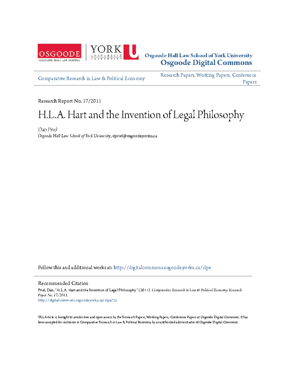 H.L.A. Hart's Impact on Legal Philosophy: A Critical Analysis - Studocu