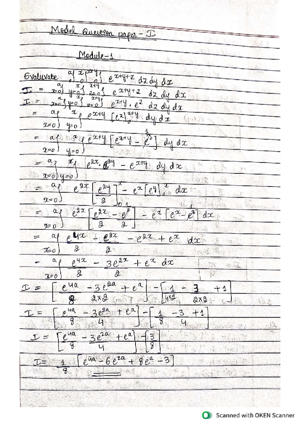 Maths Model Paper I - Evaluation and Integration Techniques - Studocu