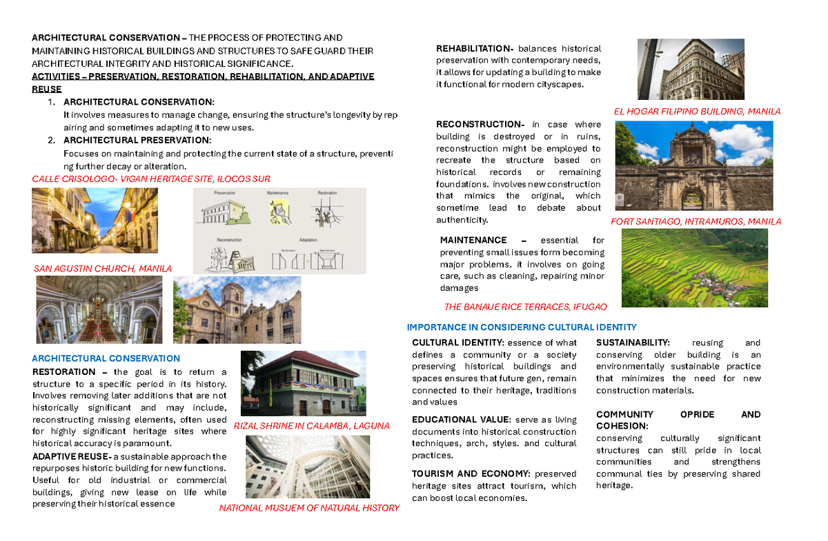 ARCHITECTURAL CONSERVATION: PRESERVATION & RESTORATION STRATEGIES - Studocu