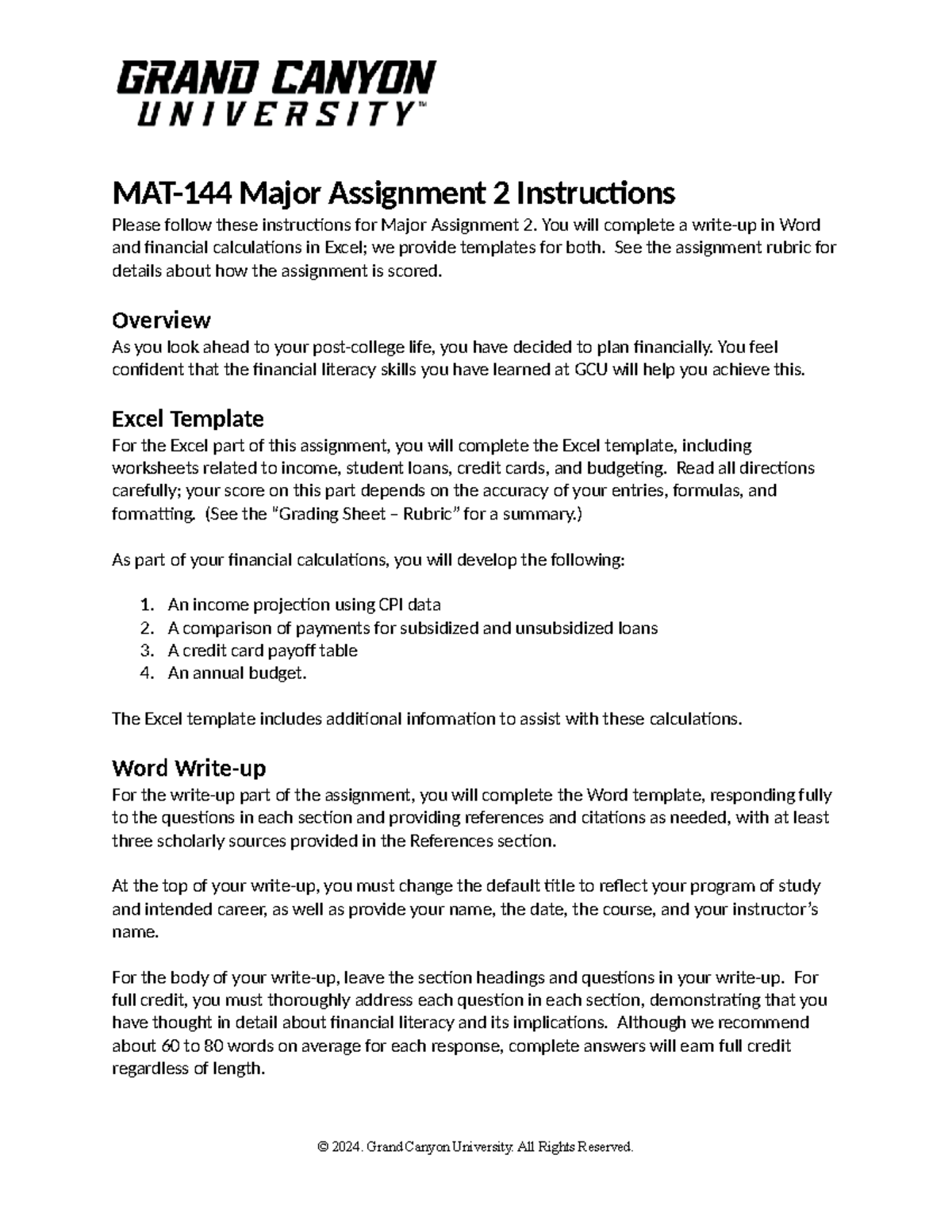 MAT-144-RS-Online-Major Assignment 2 Instructions & Guide - Studocu