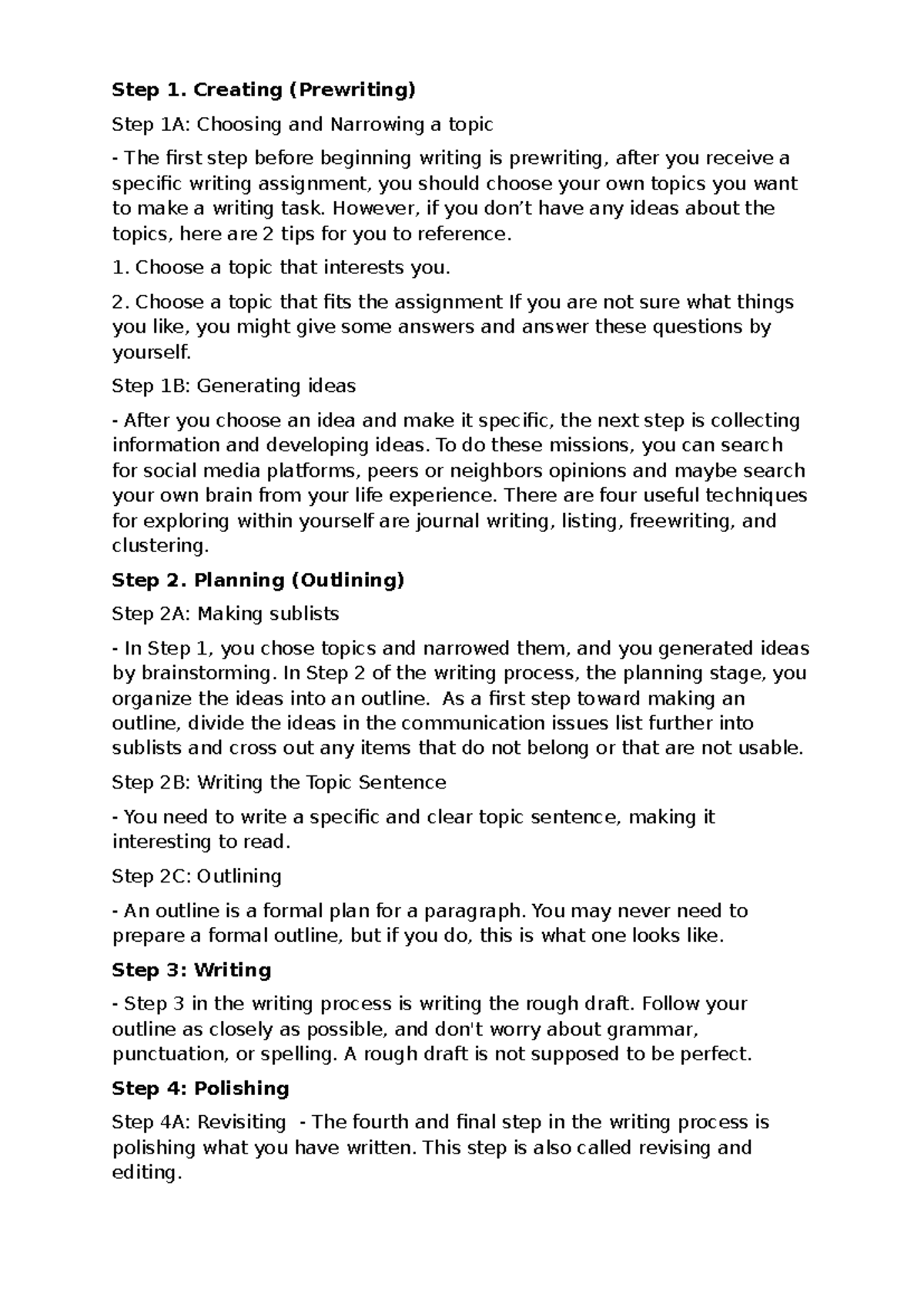 AE2 Essay Writing Process: Steps for Effective Structuring - Studocu