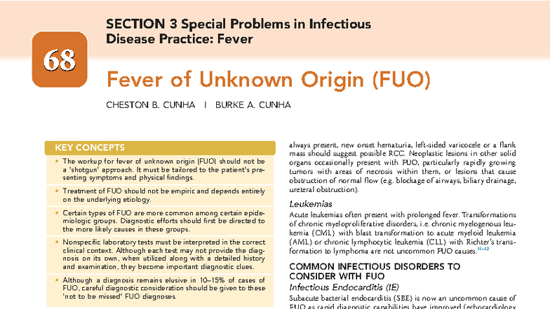 FOD 3 - Fever of Unknown Origin (FUO): Diagnostic Approaches and ...