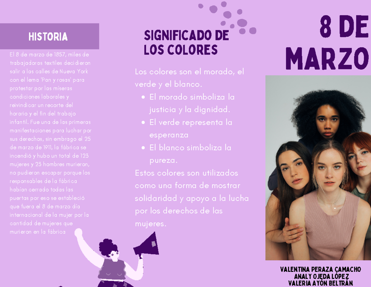 Tríptico 8 de marzo Fotografía Morado - 8 de marzo Historia El 8 de marzo de 1857, miles de ...