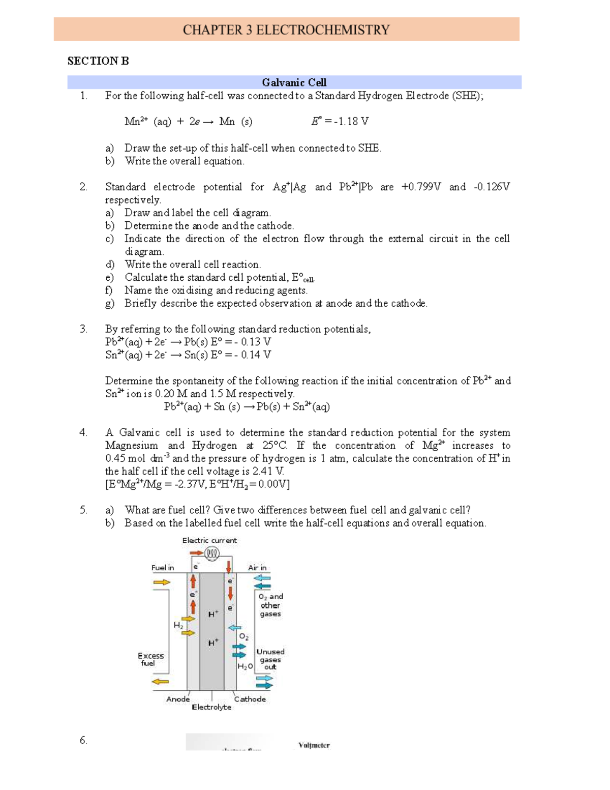 Electrochemistry Section B: Galvanic Cell Analysis (2025-2026) - Studocu