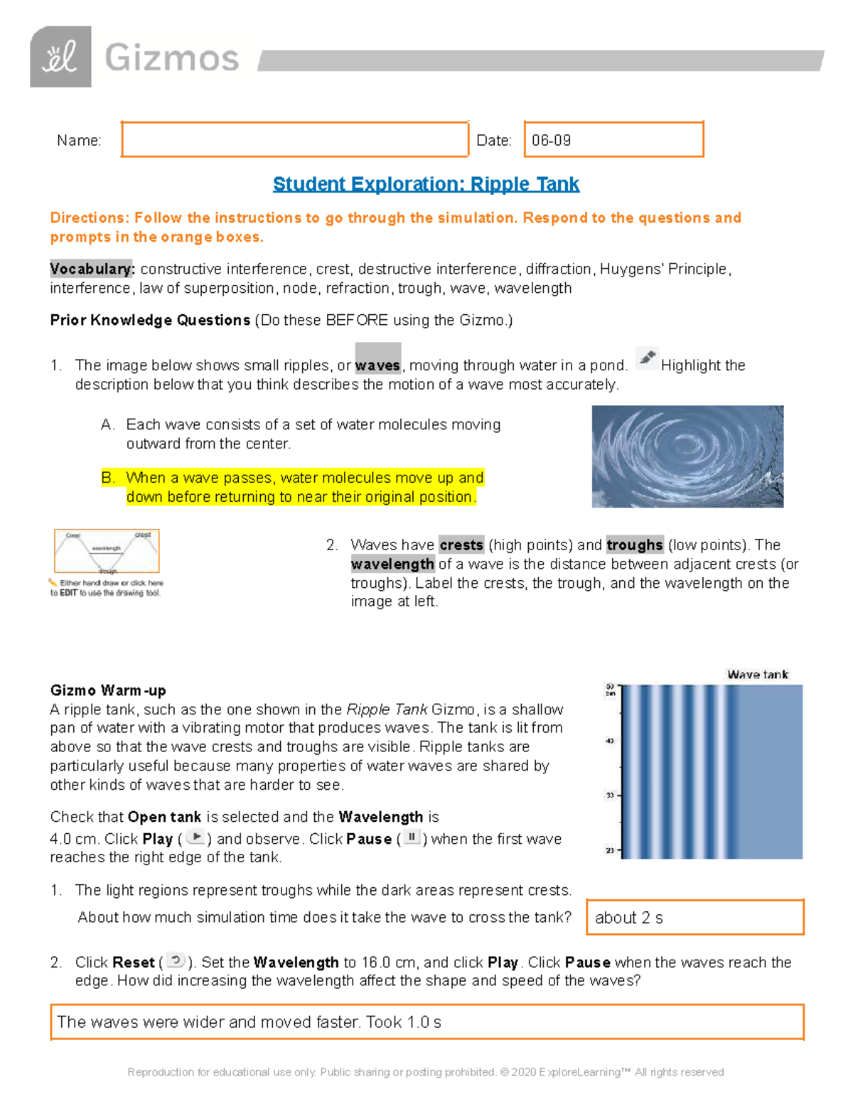 Ripple Tank Simulation Exploration: SE Gizmos Guide - Studocu