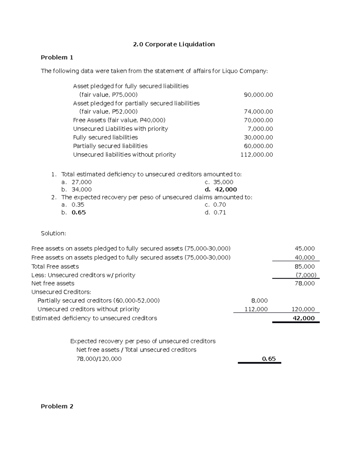 Corporate Liquidation Problems and Solutions - Case Studies and Analysis - Studocu