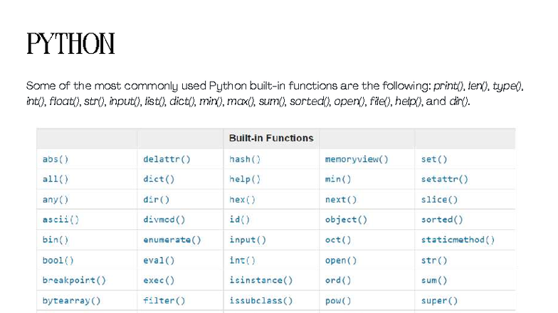 PYTHON Essential Python Functions and String Methods Overview - Studocu