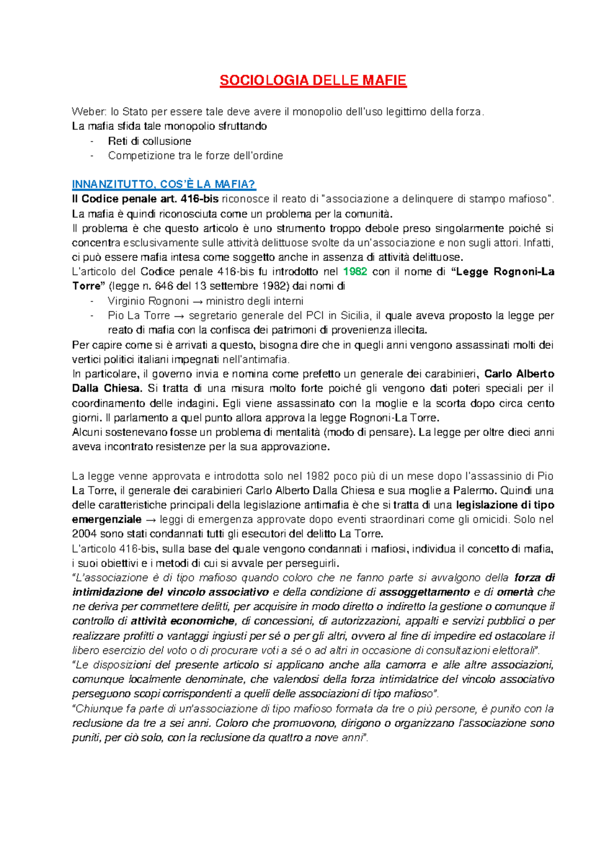 SOCIOLOGIA DELLE MAFIE: Analisi del Monopolio della Forza e Leggi ...