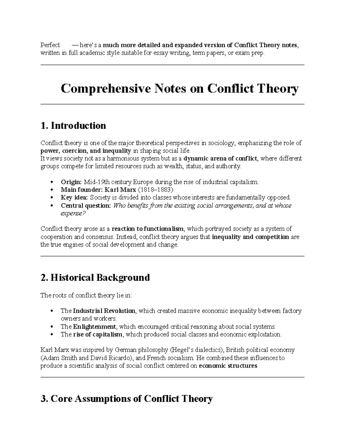 Sociology 101: Comprehensive Notes on Conflict Theory for Exam Prep ...