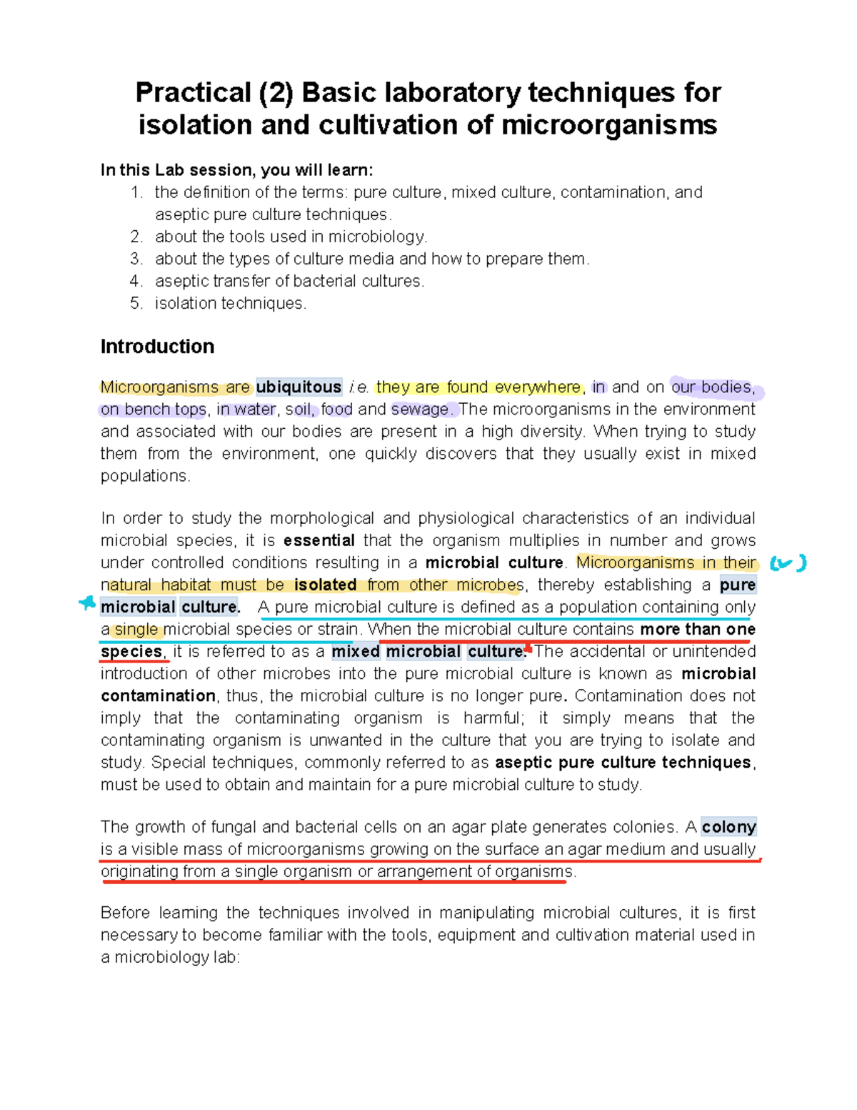 Practical 2: Laboratory Techniques for Microbial Isolation ...