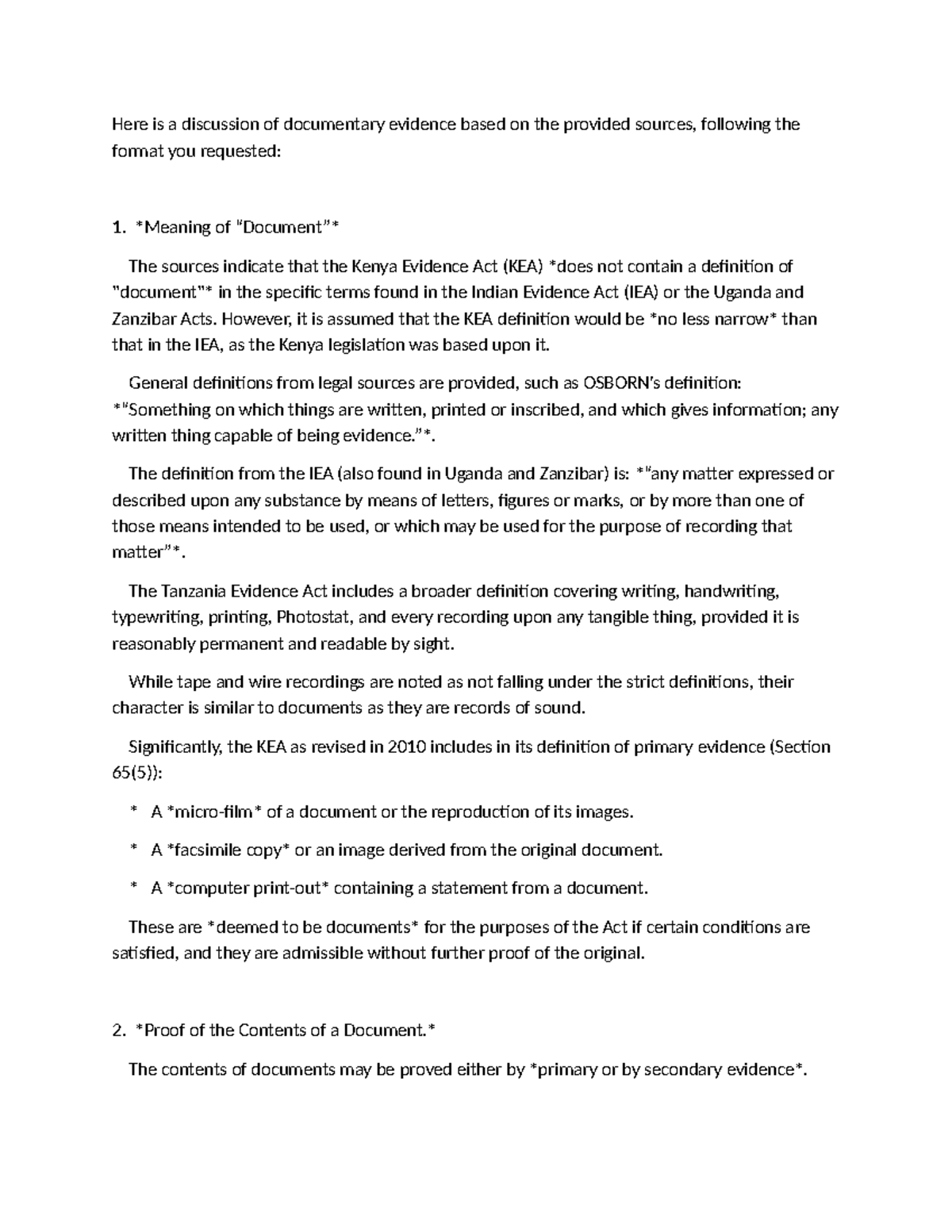 Documentary Evidence Analysis: Insights from the Kenya Evidence Act ...