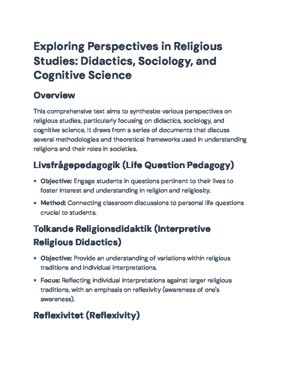 Exploring Religious Studies: Didactics, Sociology, and Cognitive ...
