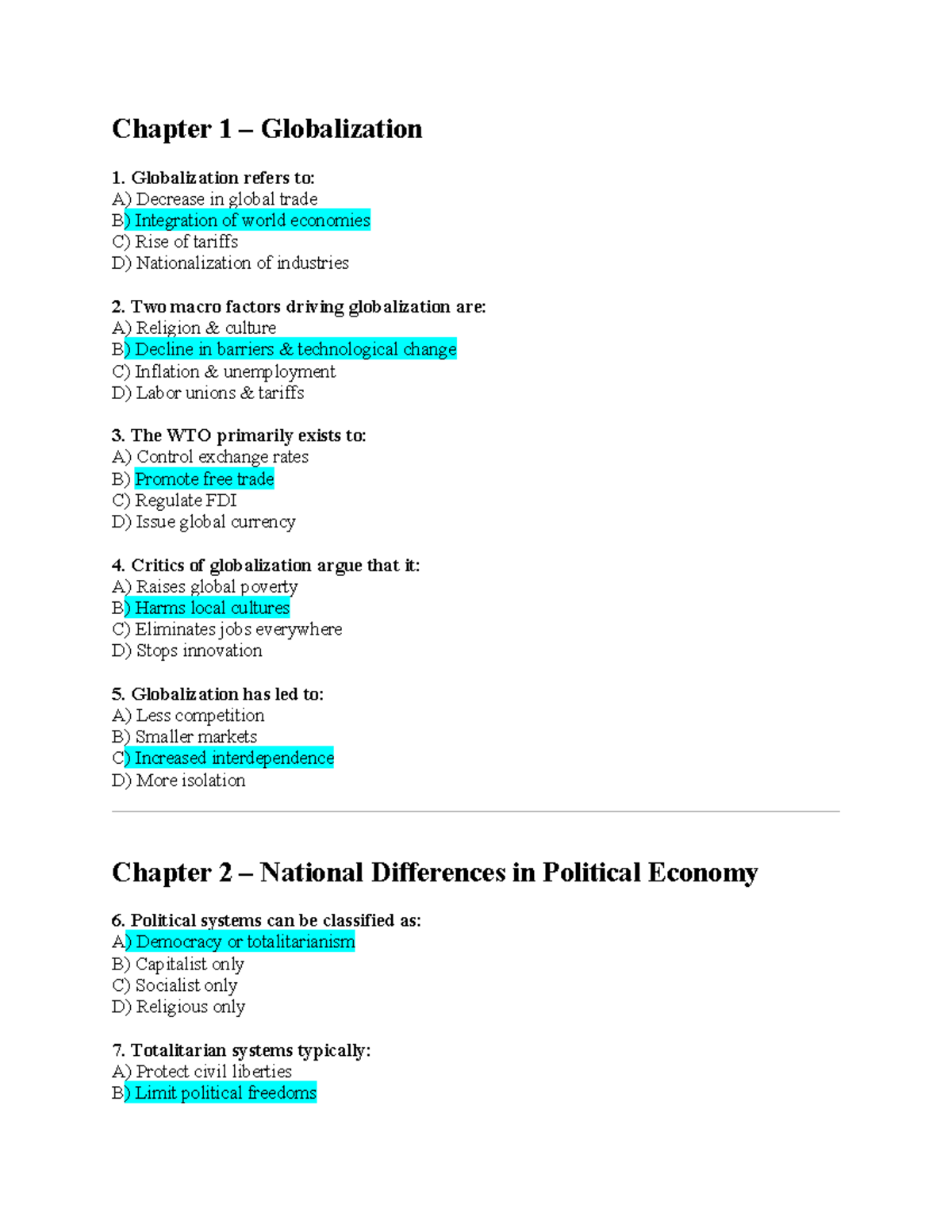 Review Midterm Test: Globalization, Political Economy, and Trade ...