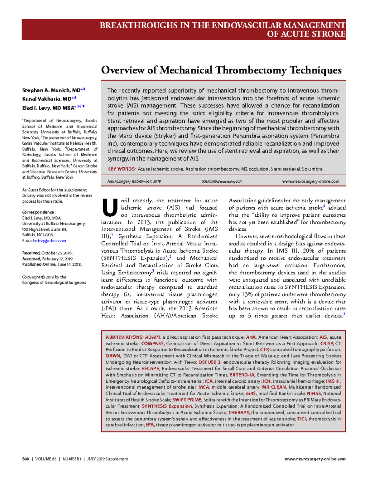 Overview of Mechanical Thrombectomy Techniques for AIS Management - Studocu