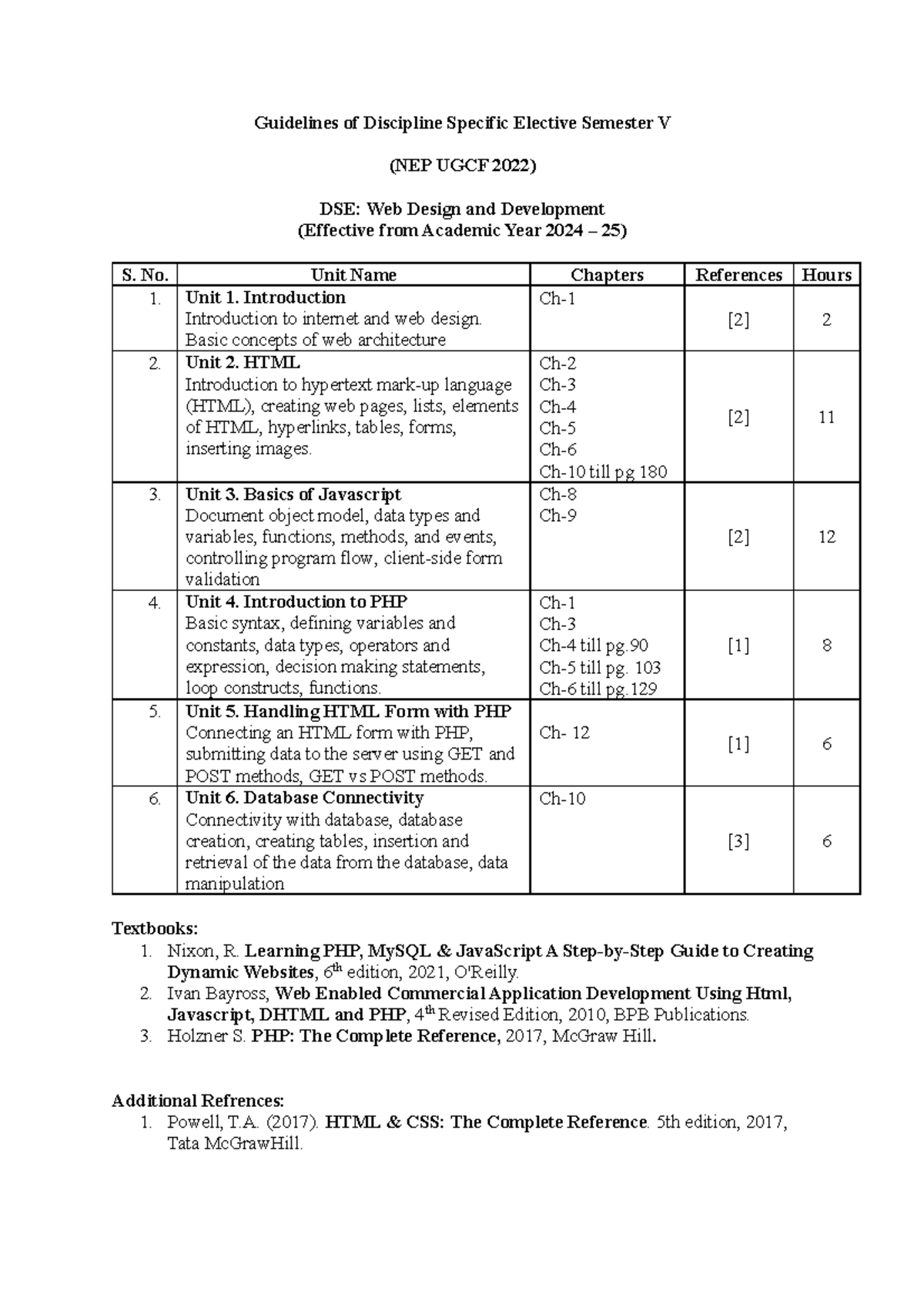 Guidelines for DSE: Web Design and Development (NEP UGCF 2022) - Studocu