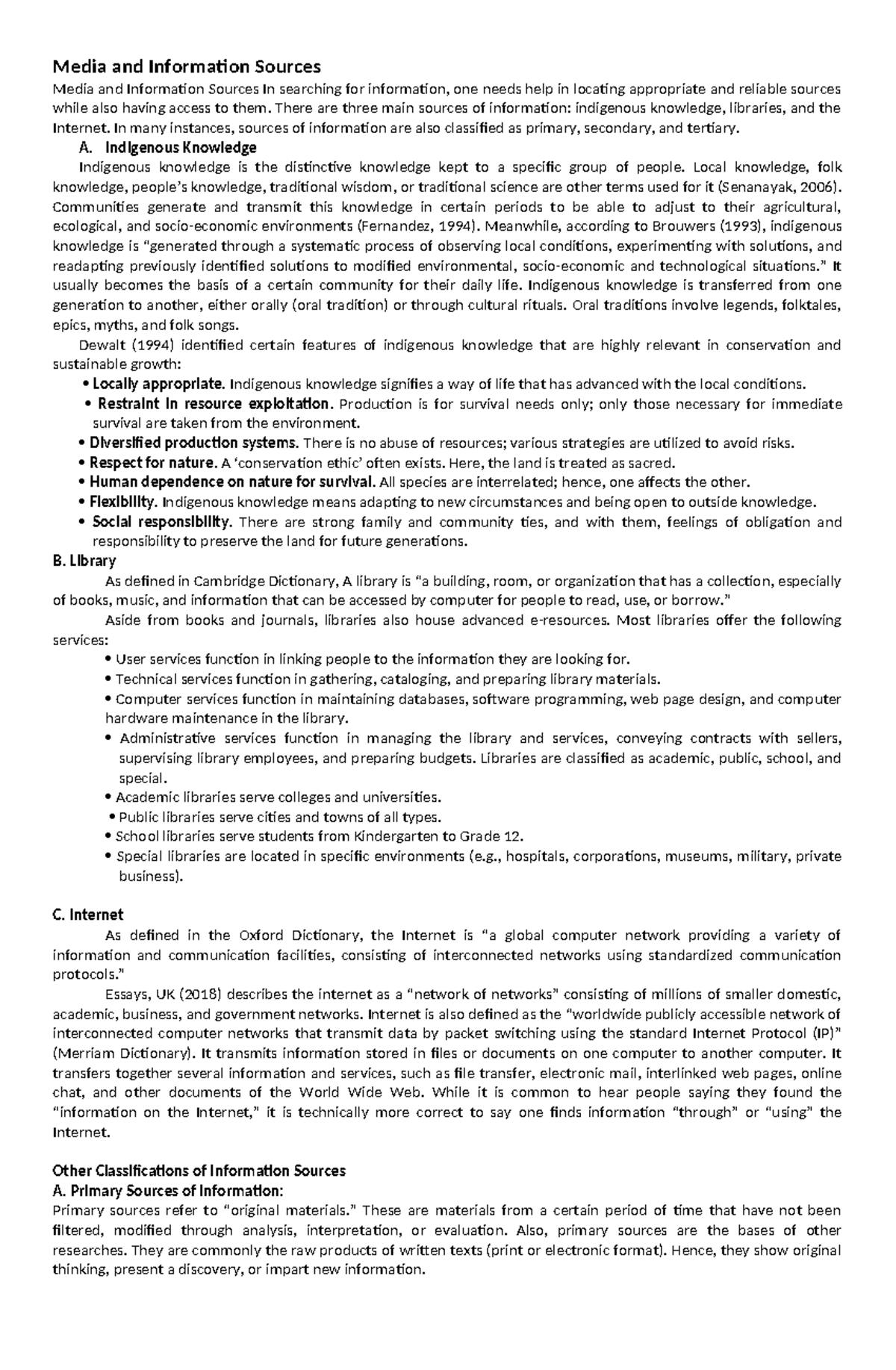 Media and Information Sources: Understanding Indigenous, Library, and ...