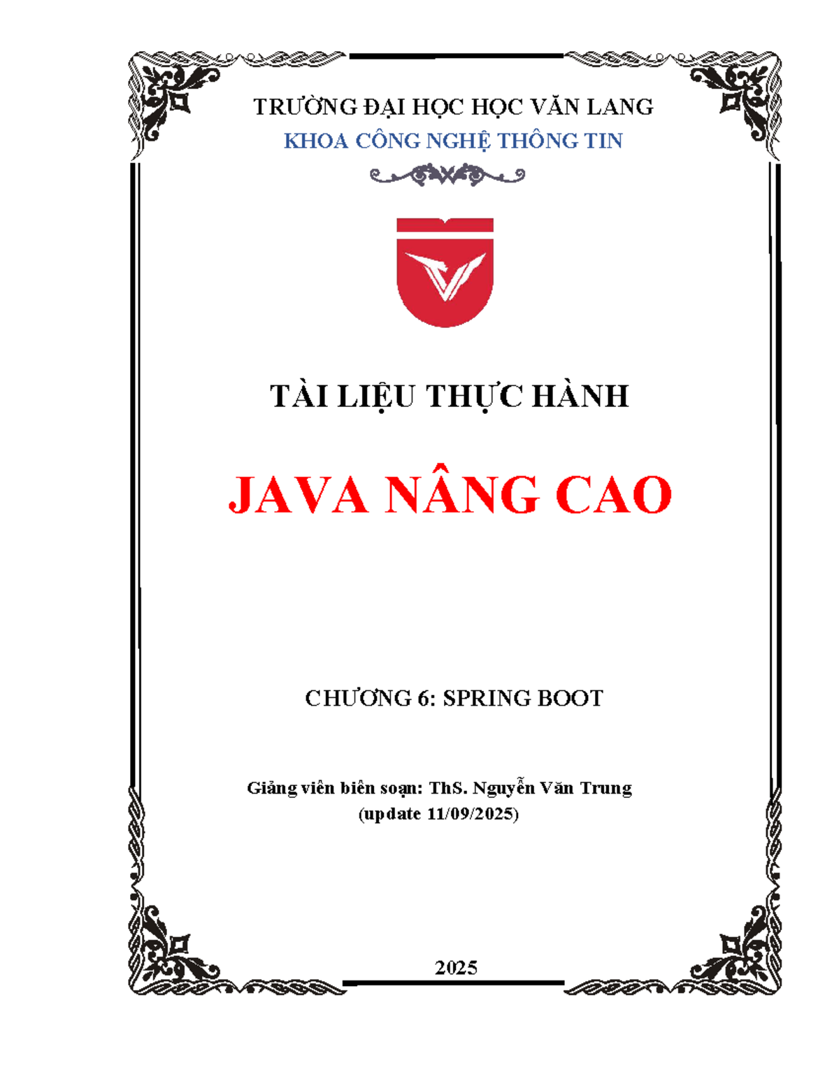 Chương 6: Thực Hành Spring Boot - Môn Lập Trình Java Nâng Cao - Studocu