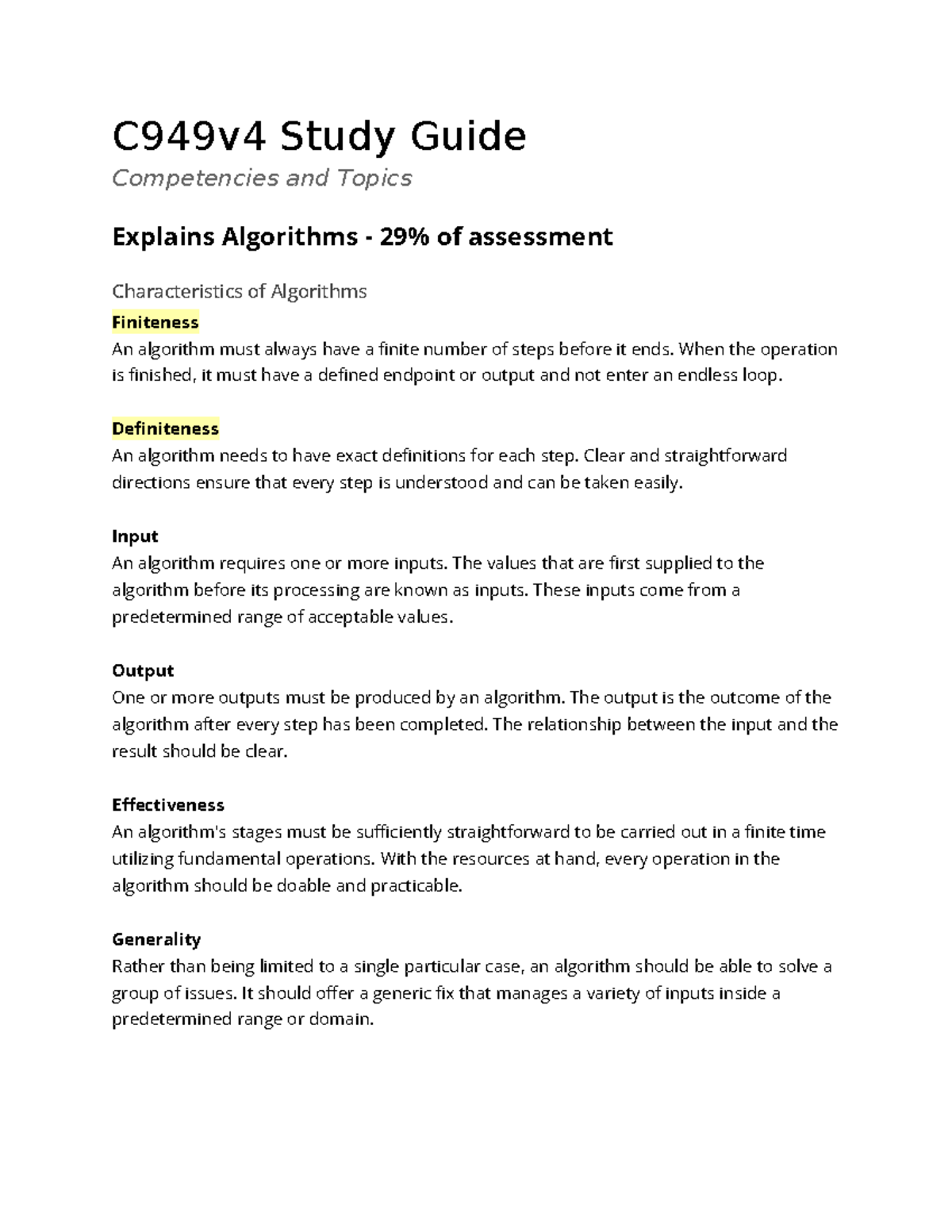 C949 v4 Final Exam Study Guide on Algorithms and Data Structures - Studocu