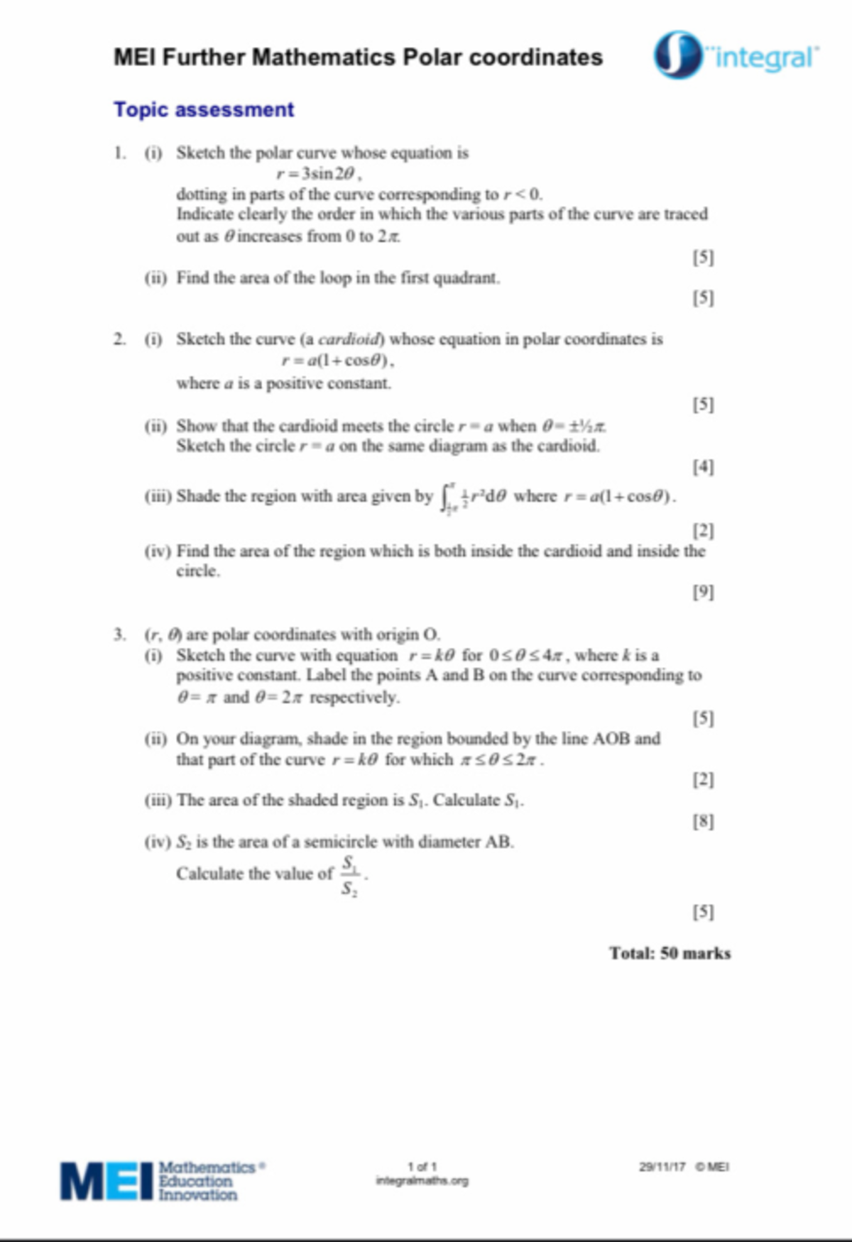IMG 0072 - topic assessment - MEI Further Mathematics Polar coordinates ...