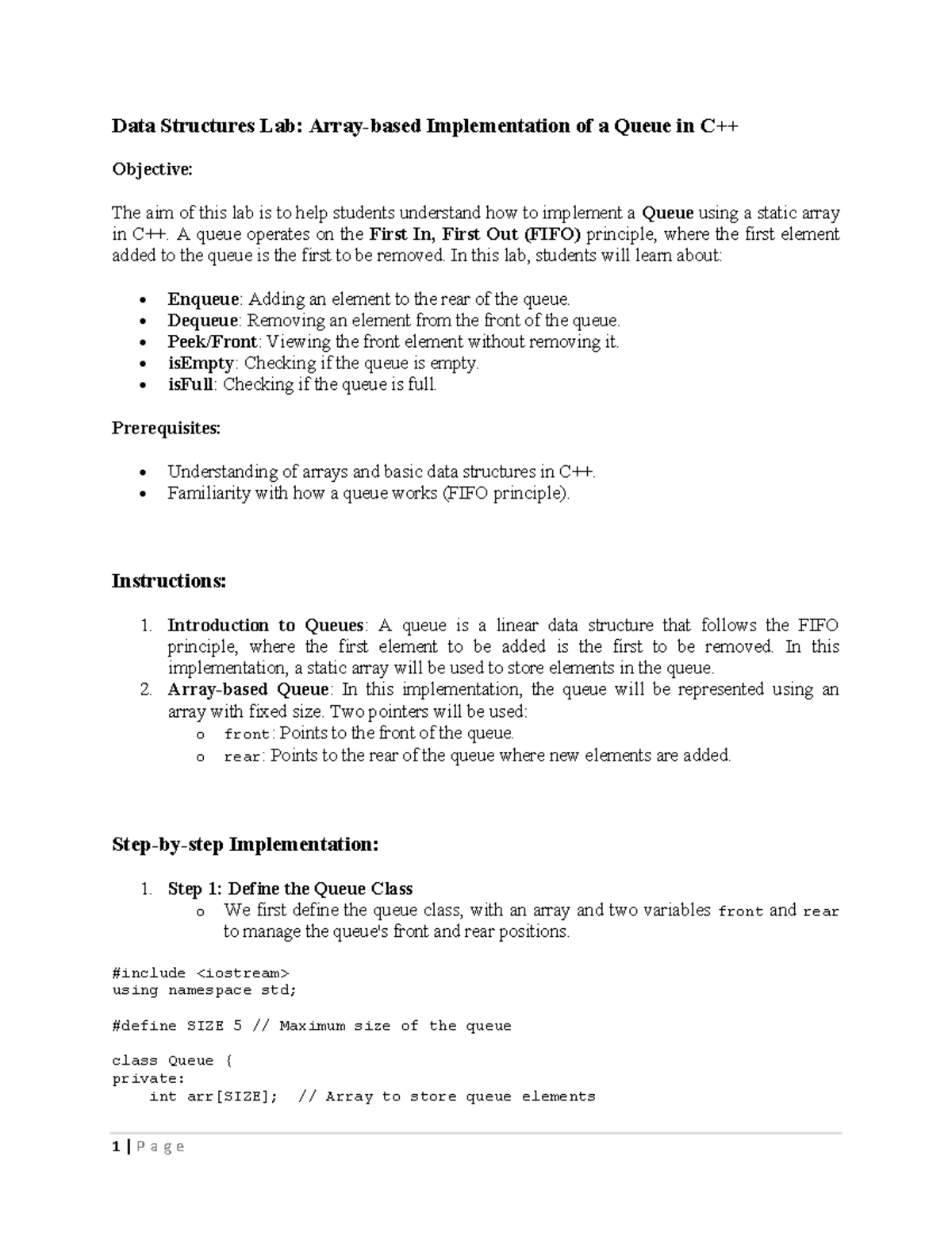 Data Structures Lab 4: Implementing Queue with Array & Linked List ...